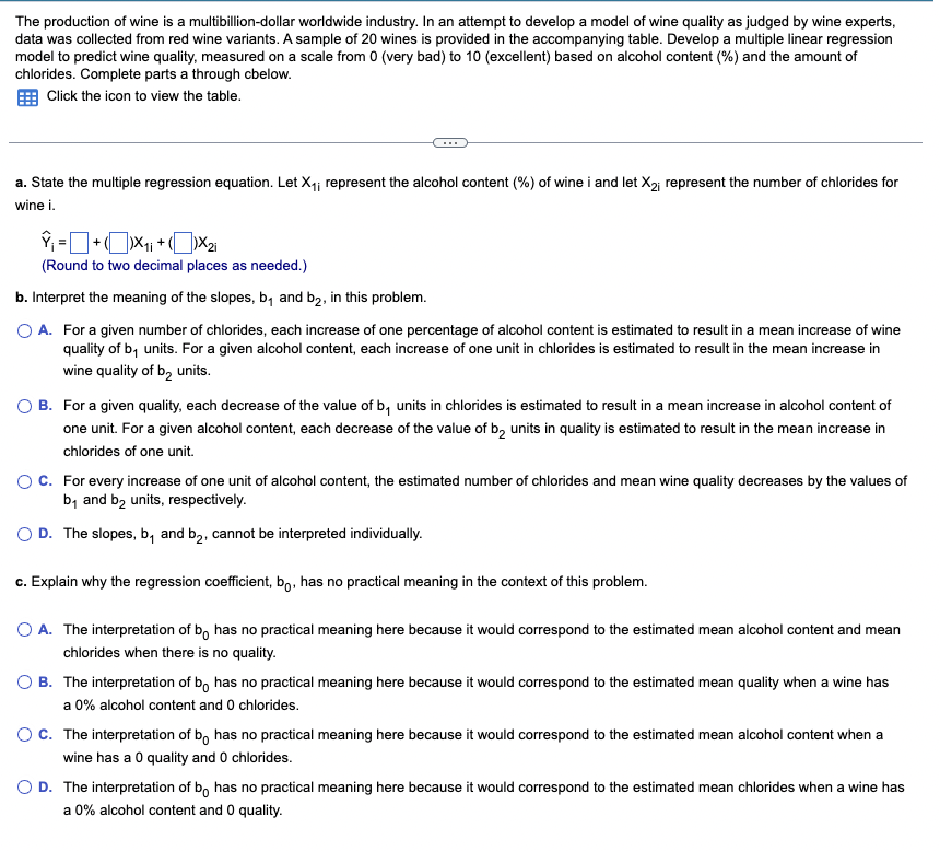 Solved The production of wine is a multibillion-dollar | Chegg.com