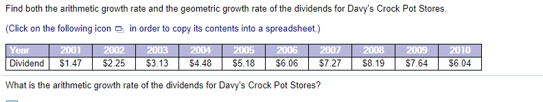 Solved Find both the arithmetic growth rate and the | Chegg.com