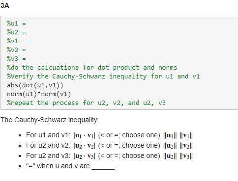 Solved this exercise, we will calculate dot products and | Chegg.com