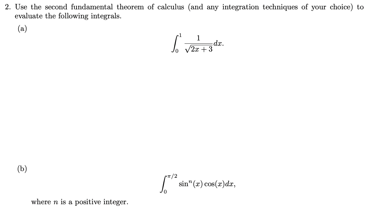 Solved 2. Use the second fundamental theorem of calculus | Chegg.com