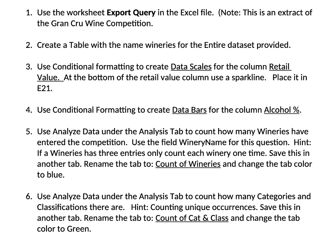 1. Use the worksheet Export Query in the Excel | Chegg.com
