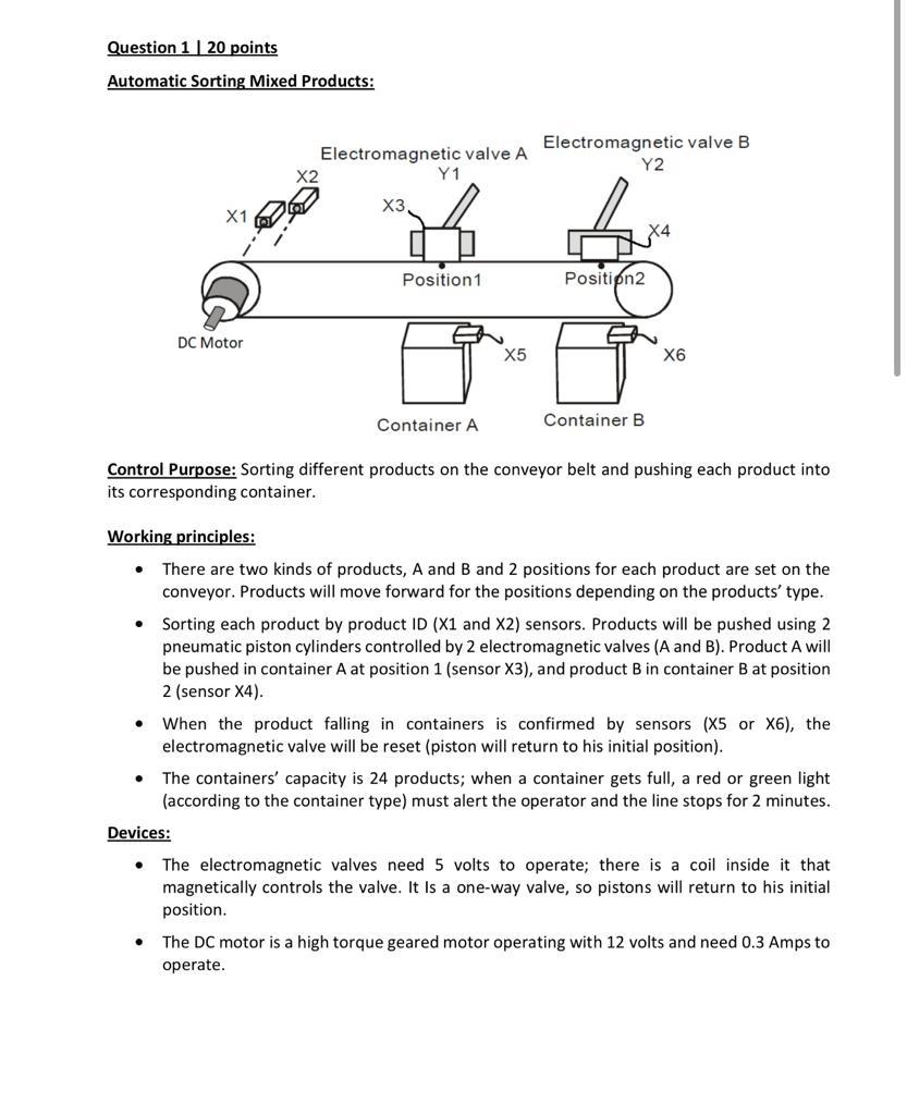 Question 1 | 20 points Automatic Sorting Mixed | Chegg.com