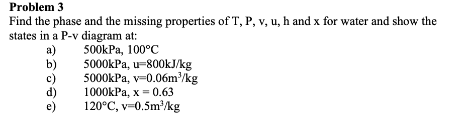 Solved Problem 3 Find the phase and the missing properties | Chegg.com