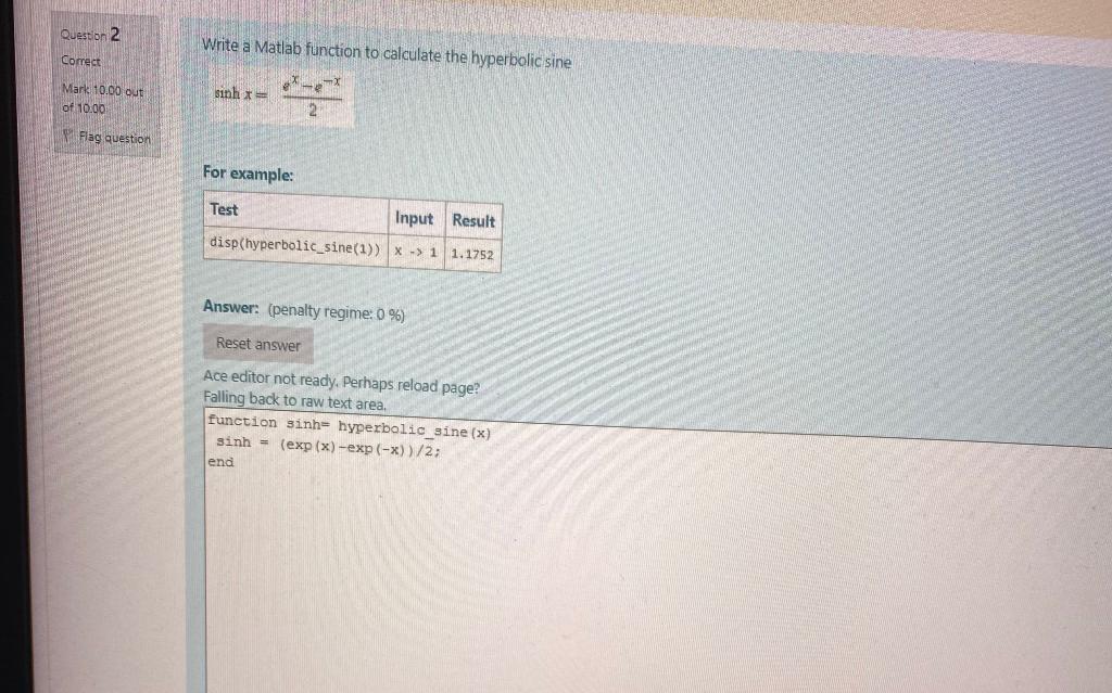 Solved Question 2 Write a Matlab function to calculate the | Chegg.com
