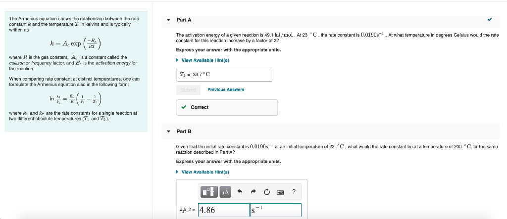 Solved The Arrhenius equation shows the relationship between | Chegg.com