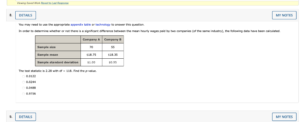 Solved The test statistic is 2.28 with df=118. Find the | Chegg.com