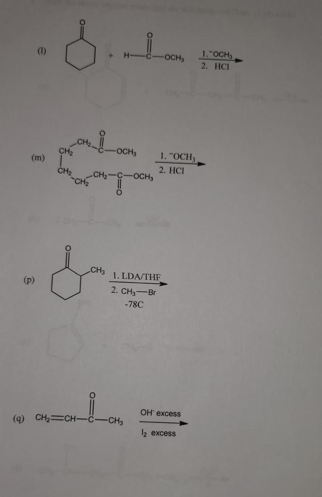 Solved (1) + OCH3 1. OCH 2. HCI CH2. CH2 -OCH3 (m) 1. "OCH | Chegg.com