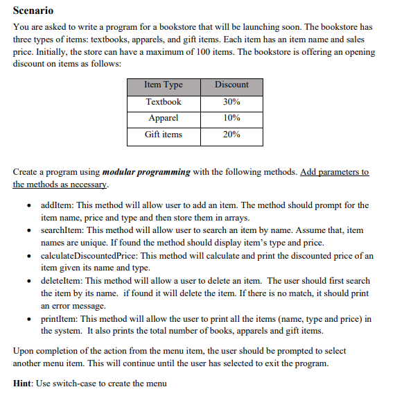 Solved Scenario You are asked to write a program for a | Chegg.com