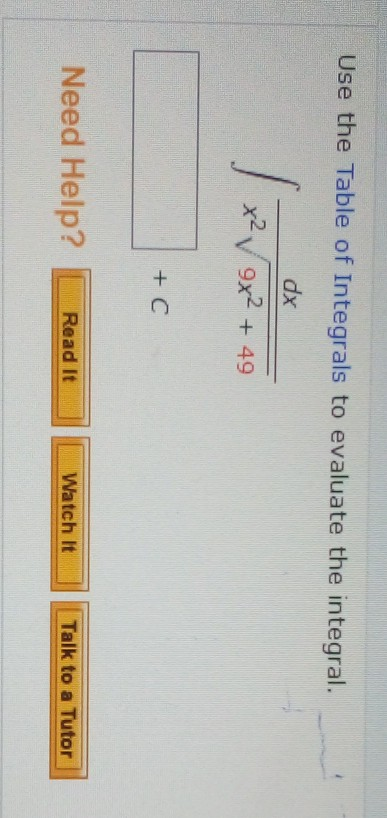 Solved Use the Table of Integrals to evaluate the integral. | Chegg.com