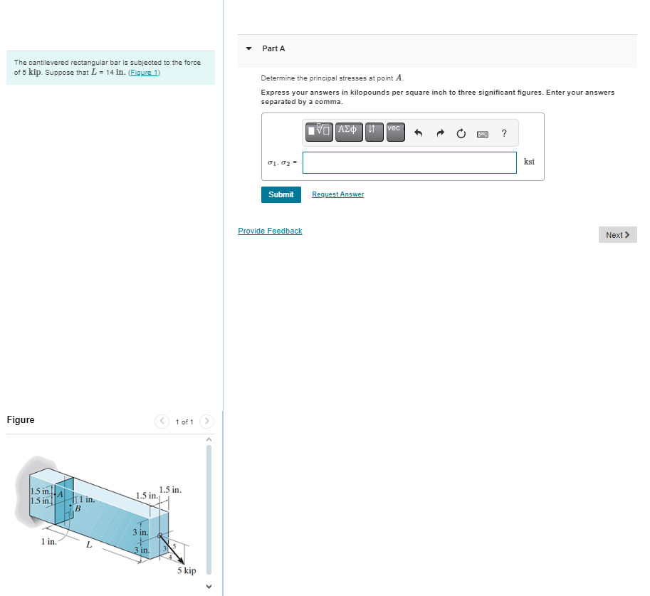 Solved The cantilevered rectangular bar is subjected to the | Chegg.com