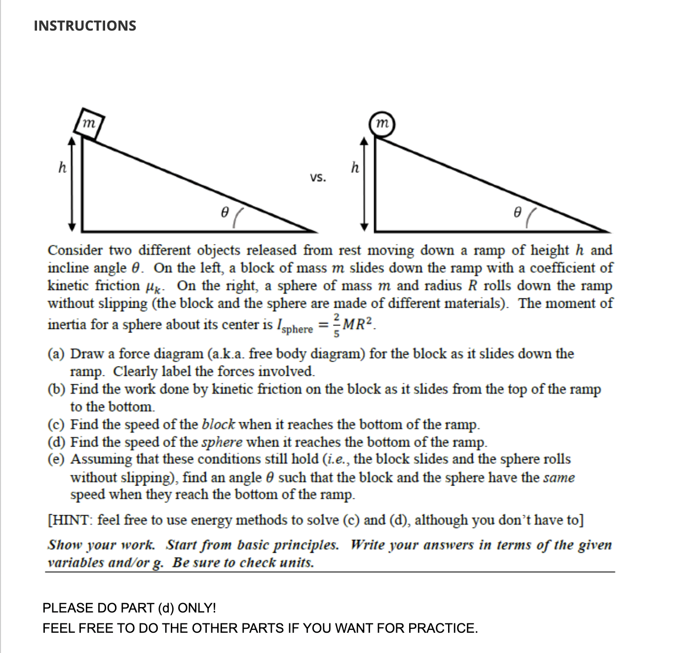 Solved INSTRUCTIONS Consider two different objects released | Chegg.com