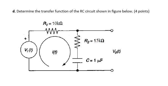 Solved Determine the transfer function of the RC circuit | Chegg.com