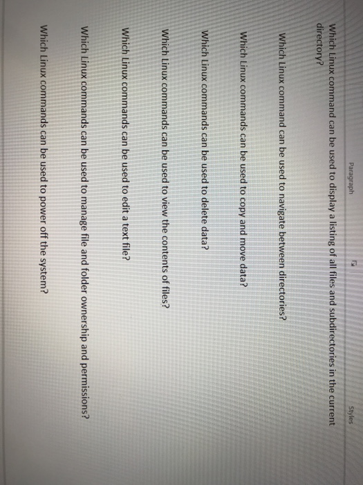 Solved Paragraph Which Linux command can be used to display | Chegg.com