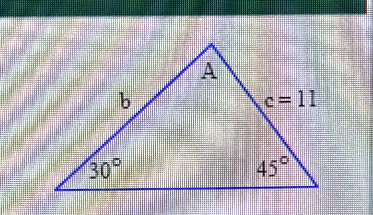Solved What is the length of side b in the triangle to the | Chegg.com