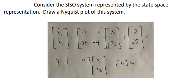 Solved Consider the SISO system represented by the state | Chegg.com