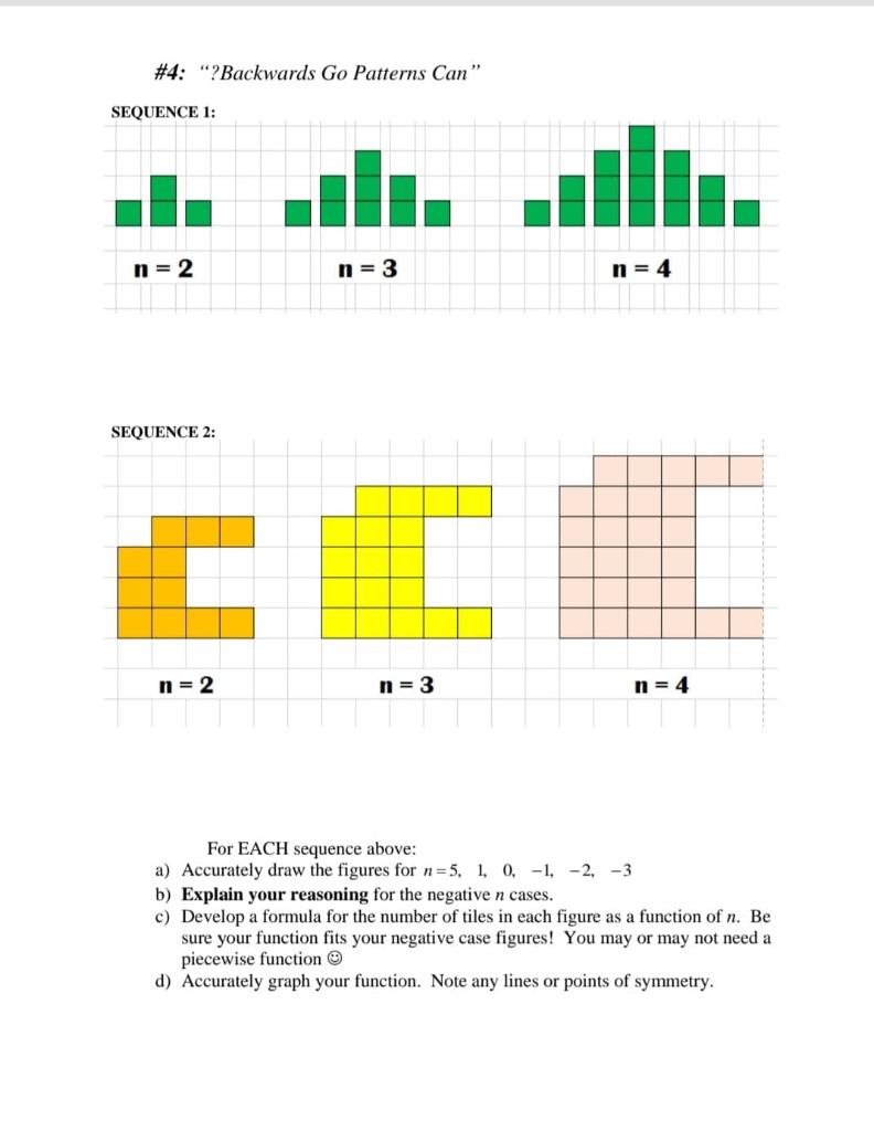 Solved #4: "?Backwards Go Patterns Can" SEQUENCE 1: n = 2 n | Chegg.com