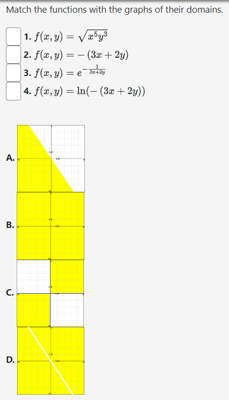 Solved Match the functions with the graphs of their domains. | Chegg.com