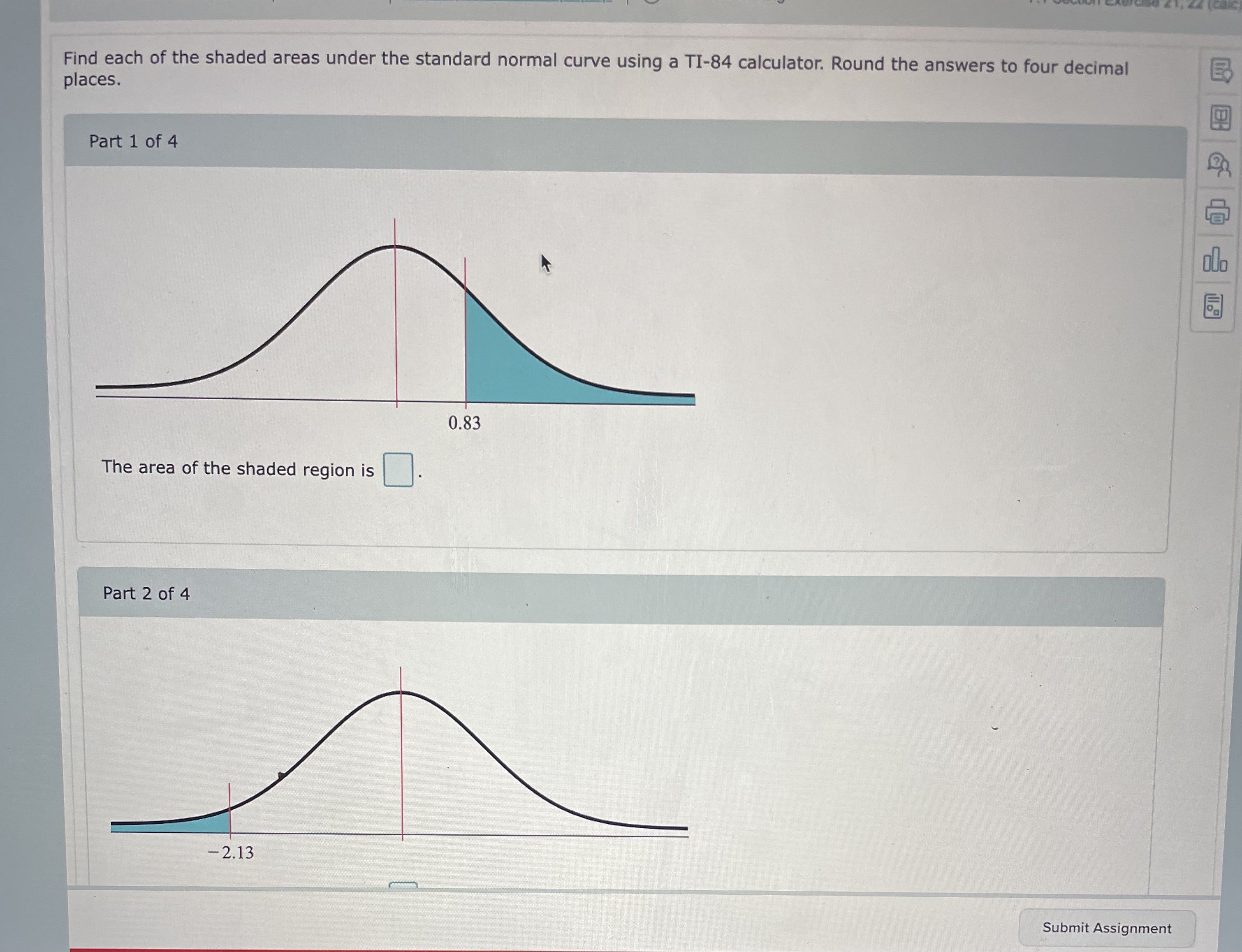 Solved Find each of the shaded areas under the standard | Chegg.com
