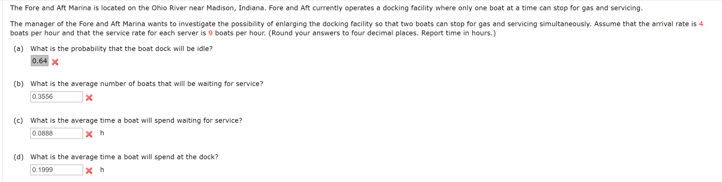 Solved The Fore and Aft Marina is located on the Ohio River | Chegg.com