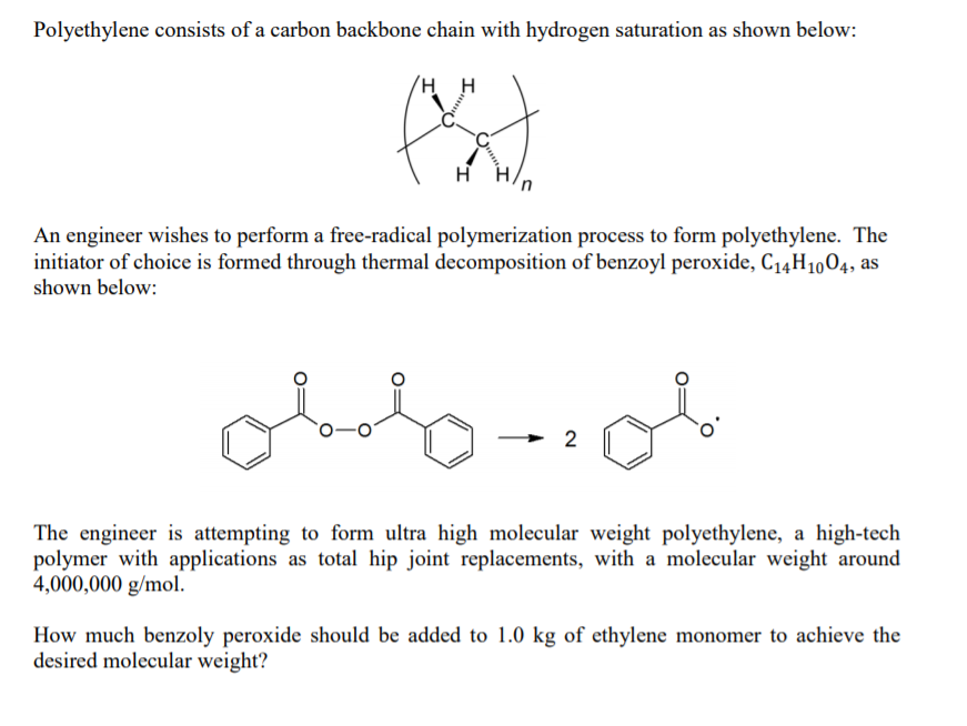 Solved Polyethylene consists of a carbon backbone chain with | Chegg.com