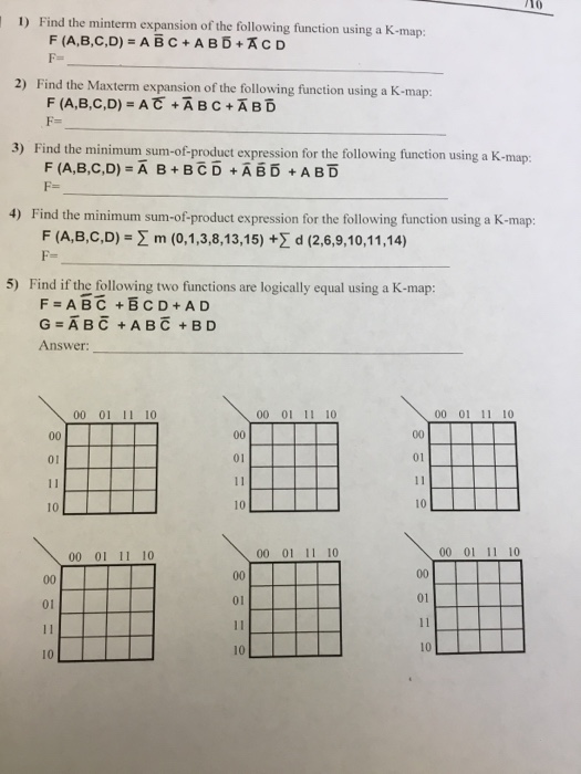 Solved 1) Find the minterm expansion of the following | Chegg.com