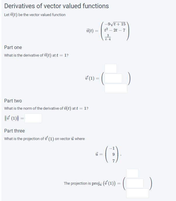 Solved Derivatives Of Vector Valued Functions Let Vt Be 