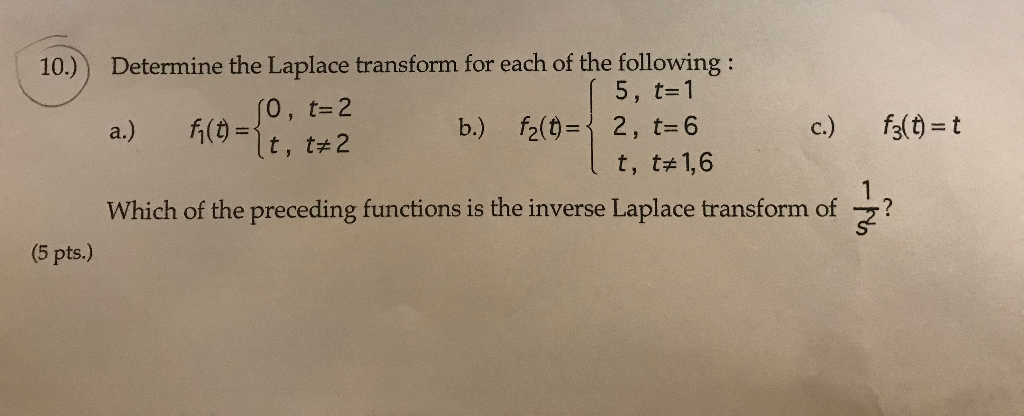 Solved Determine the Laplace transform for each of the | Chegg.com