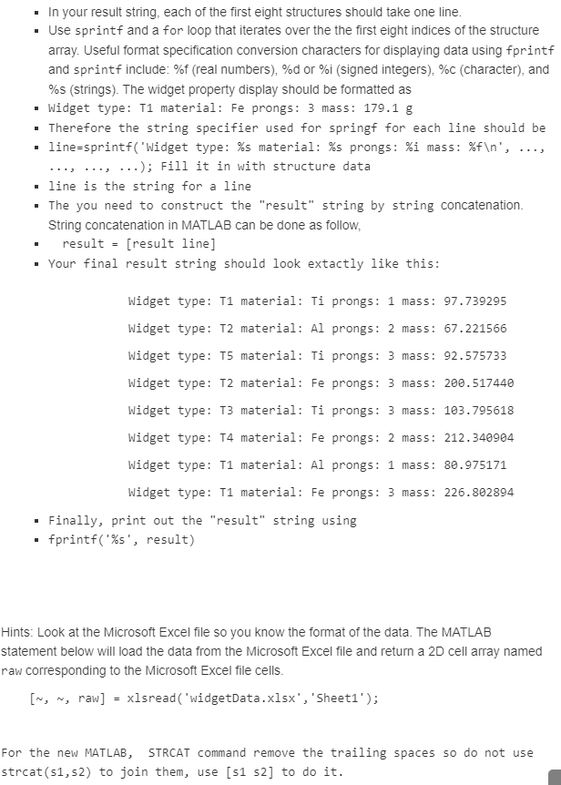 The MATLAB file widgetData.xlsx containswidget | Chegg.com