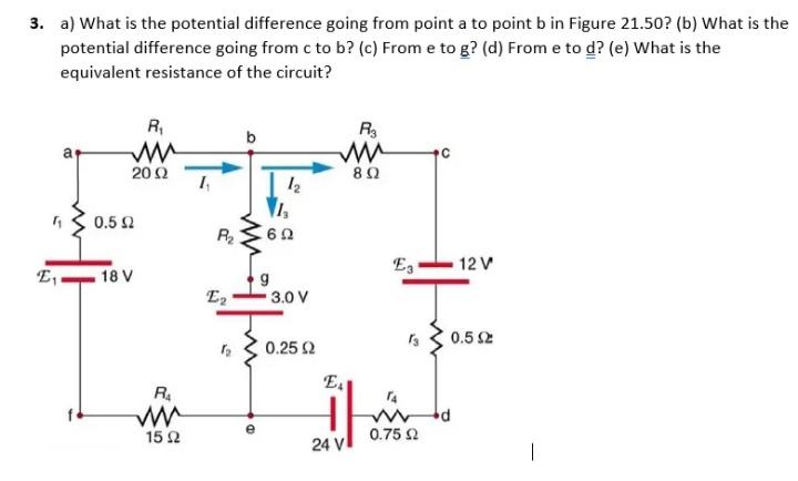 Solved 3. a) What is the potential difference going from | Chegg.com