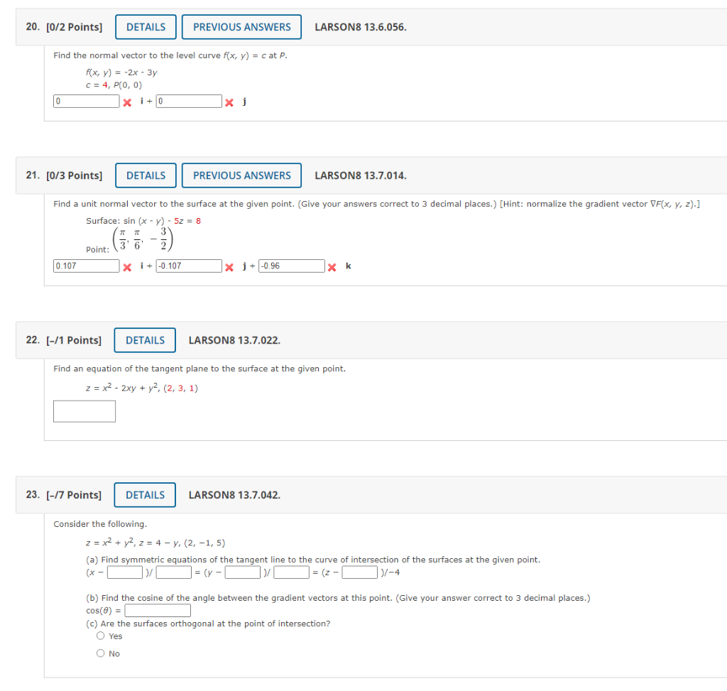 Solved Find the normal vector to the level curve f(x,y)=c at | Chegg.com