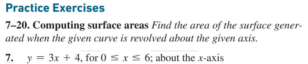 Solved Practice Exercises 7–20. Computing surface areas Find | Chegg.com