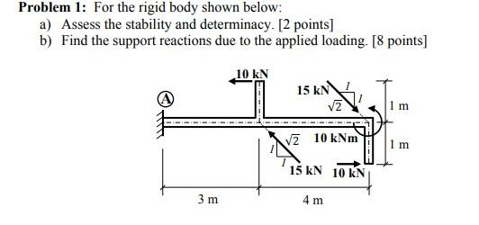 Solved Problem 1: For the rigid body shown below: a) Assess | Chegg.com