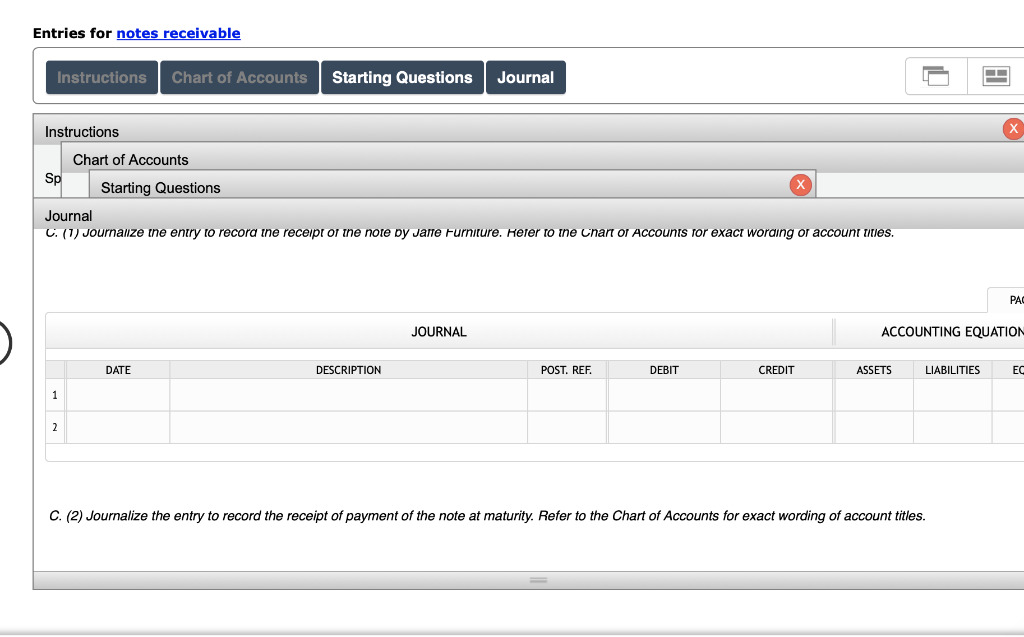 Solved Entries for notes receivable Instructions Chart of | Chegg.com
