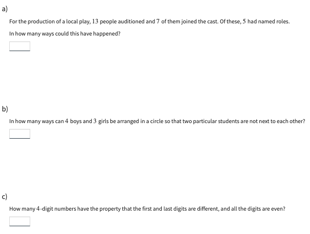 Solved For the production of a local play, 13 people | Chegg.com