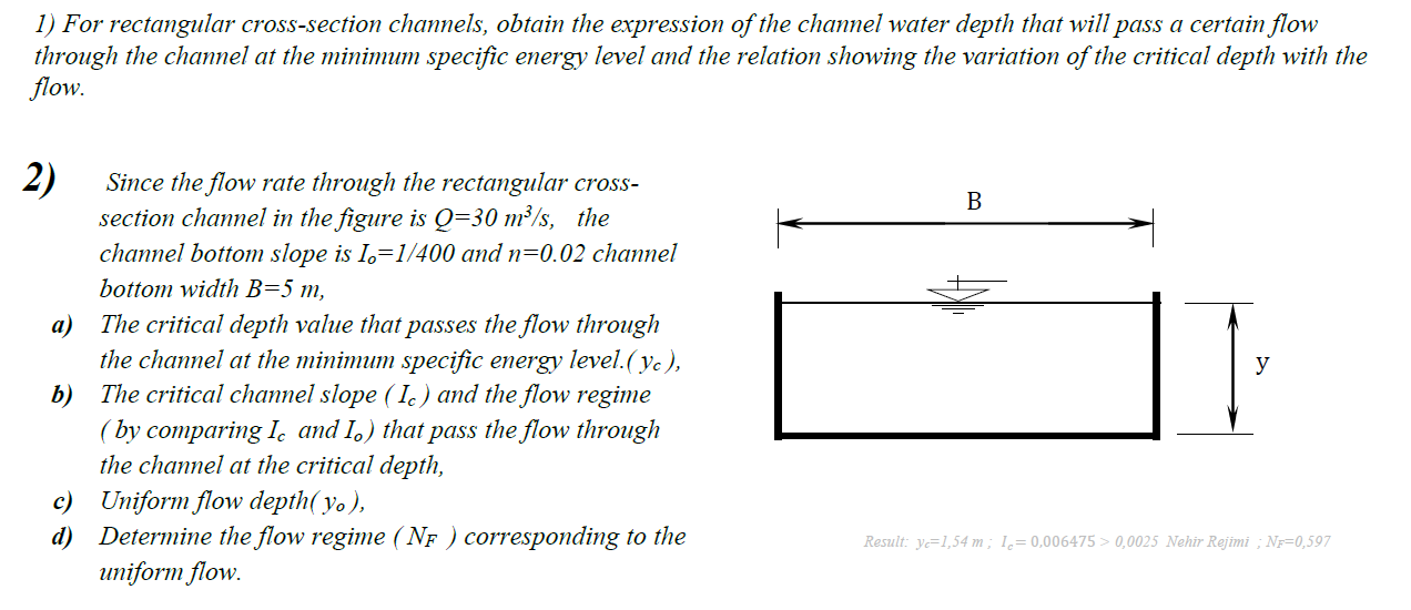 Solved 1) For rectangular cross-section channels, obtain the | Chegg.com