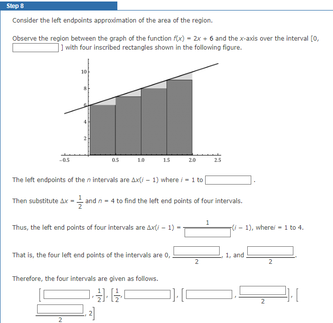 Solved Step 8 Consider the left endpoints approximation of | Chegg.com
