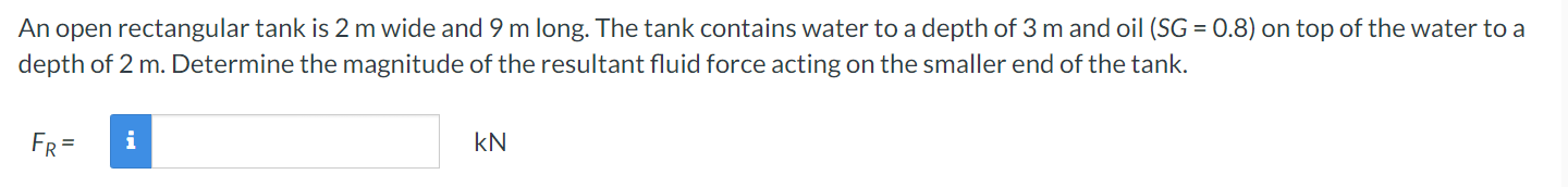Solved An open rectangular tank is 2 m wide and 9 m long. | Chegg.com