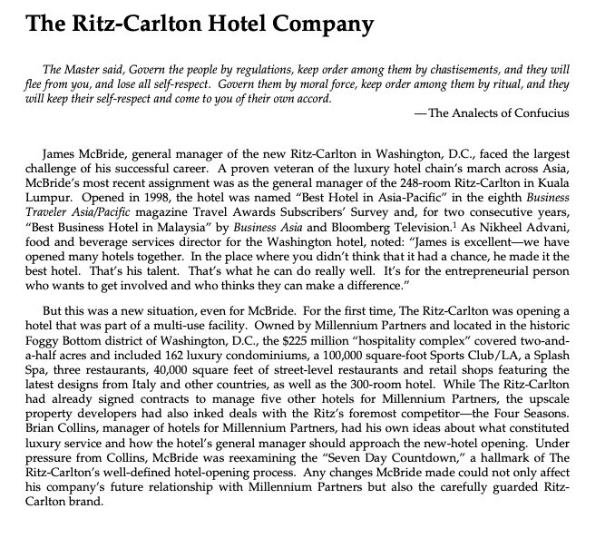 Solved Case Study of Ritz-Carlton 4. In what may be a first | Chegg.com