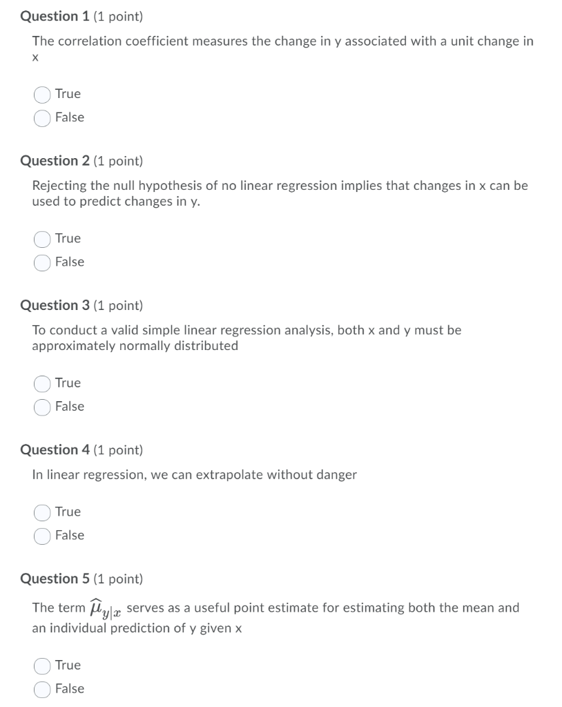 Solved Question 1 1 Point The Correlation Coefficient