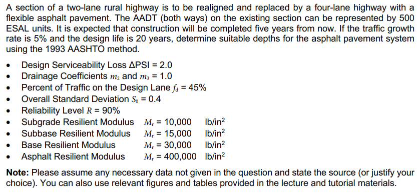 Solved A section of a two-lane rural highway is to be | Chegg.com