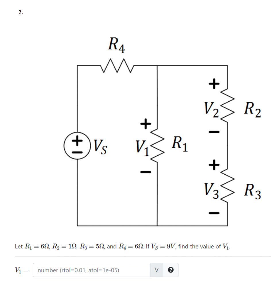 Solved Let R1=6Ω,R2=1Ω,R3=5Ω, and R4=6Ω. If VS=9 V, find the | Chegg.com