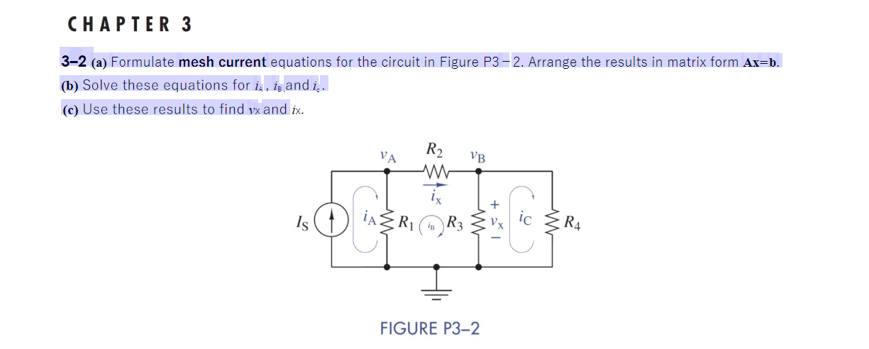 Solved CHAPTER 3 3-2 (a) Formulate mesh current equations | Chegg.com