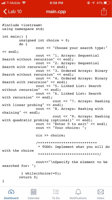 Solved The main file You will need to extend the main fiん'비 | Chegg.com
