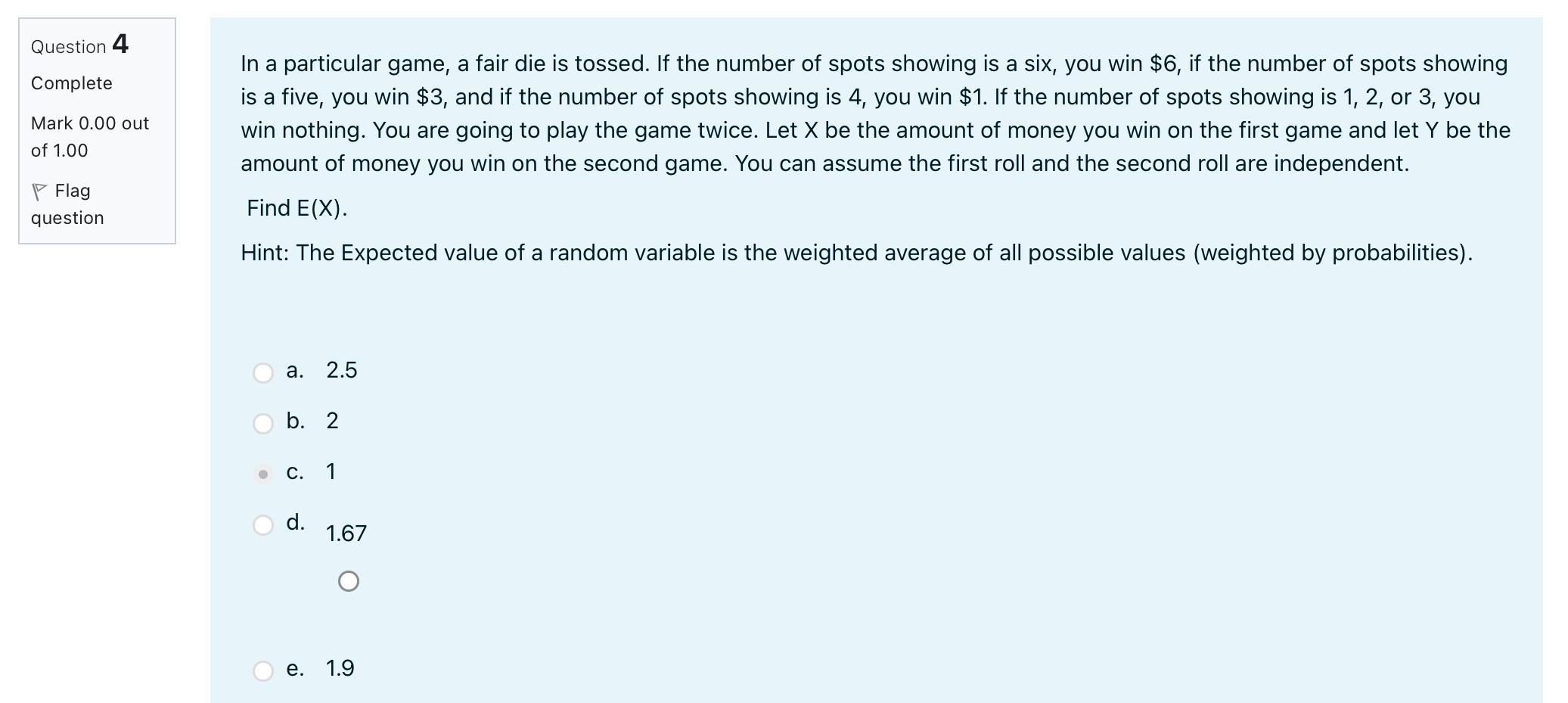 Solved Question 4 Complete Mark 0.00 out of 1.00 In a | Chegg.com