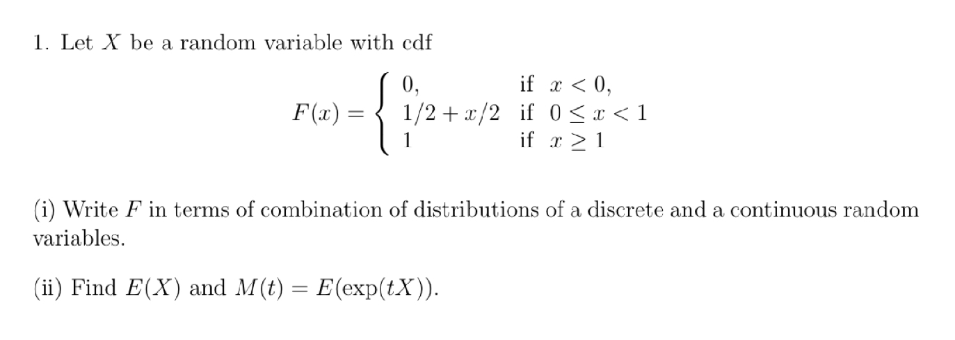 Solved 1. Let X be a random variable with cdf | Chegg.com