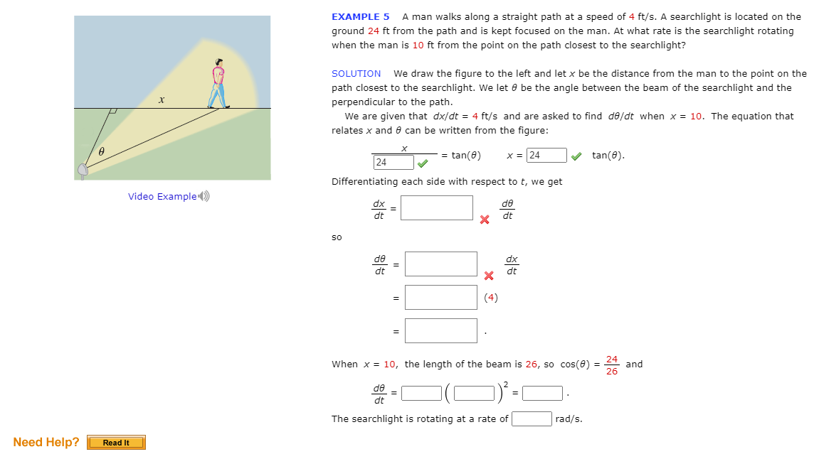 Solved EXAMPLE 5 A man walks along a straight path at a | Chegg.com