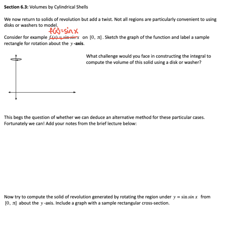 Solved Section 6.3: Volumes by Cylindrical Shells We now | Chegg.com