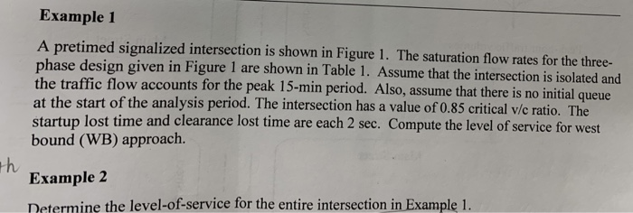 Solved Example 1 A pretimed signalized intersection is shown | Chegg.com