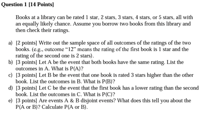 Solved Books at a library can be rated 1 star, 2 stars, 3 | Chegg.com