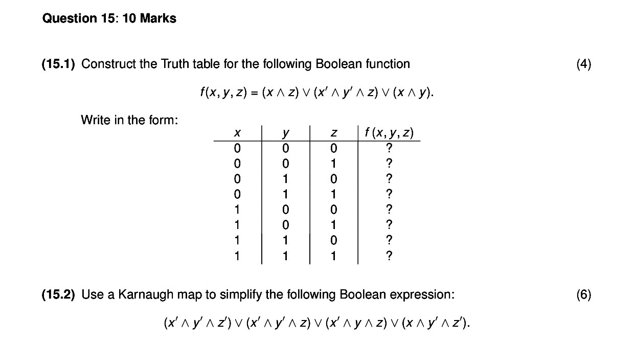 Solved 15 1 Construct The Truth Table For The Following